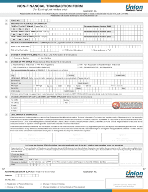 Fillable Online Fillable Online Union KBC Non Financial Transaction ...