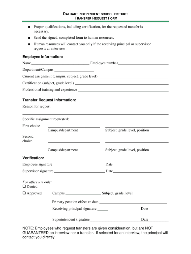 Fillable Online Sample Transfer Request Form. Assignments Fax Email ...