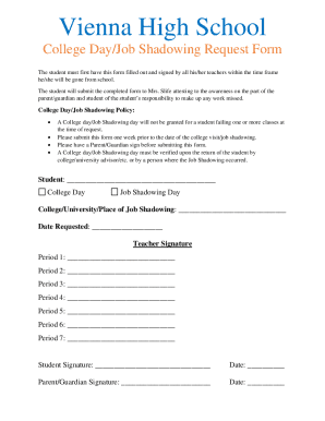 Fillable Online College Day/Job Shadowing Request Form Fax Email Print ...