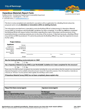 Fillable Online Hazardous Material Report form Fax Email Print - pdfFiller