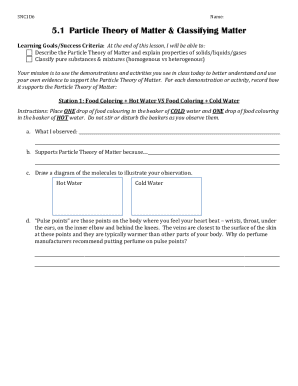 Fillable Online 5.1 Particle Theory of Matter & Classifying Matter Fax ...