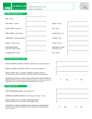Fillable Online International Patient Application Form Fax Email Print ...