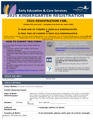 2025 Kindergarten Registration Doc Template | pdfFiller