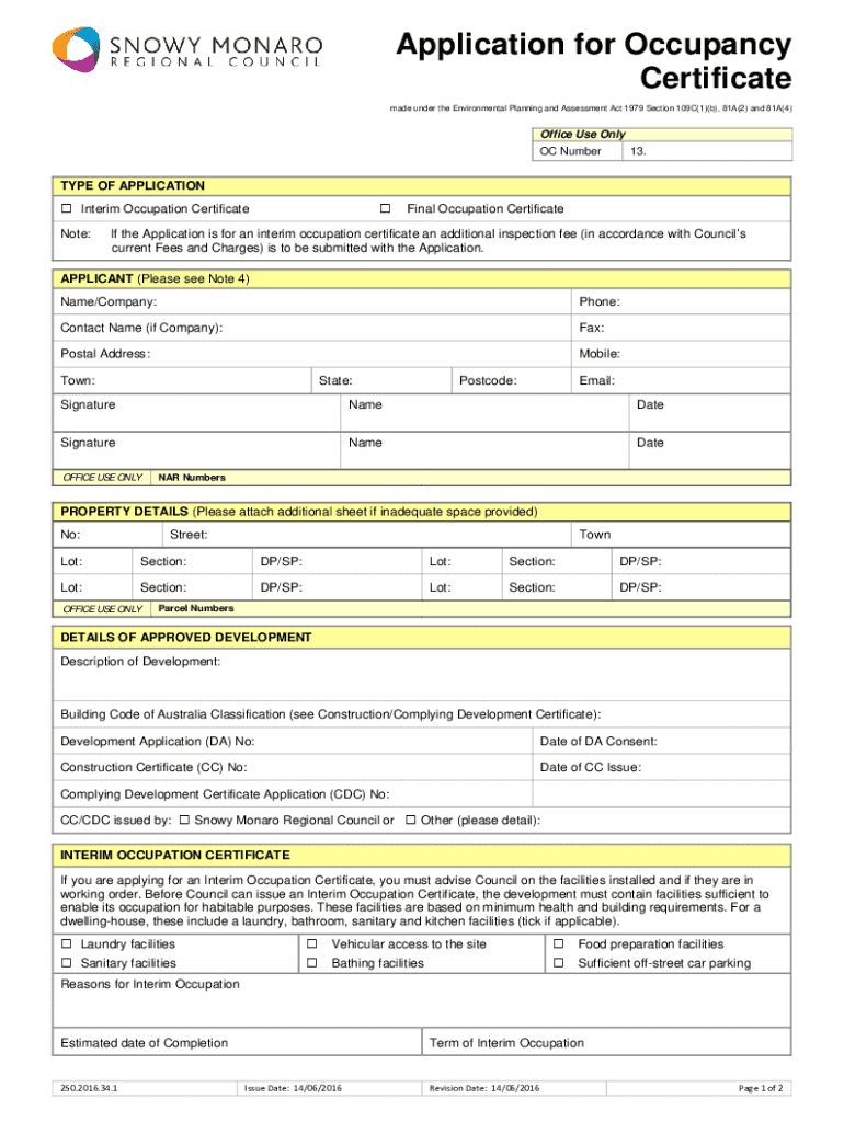 Fillable Online Occupation Certificate Application Form (1). ... Fax Email Print - pdfFiller