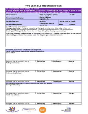 Fillable Online Two-year-old progress check - Support for schools and ...