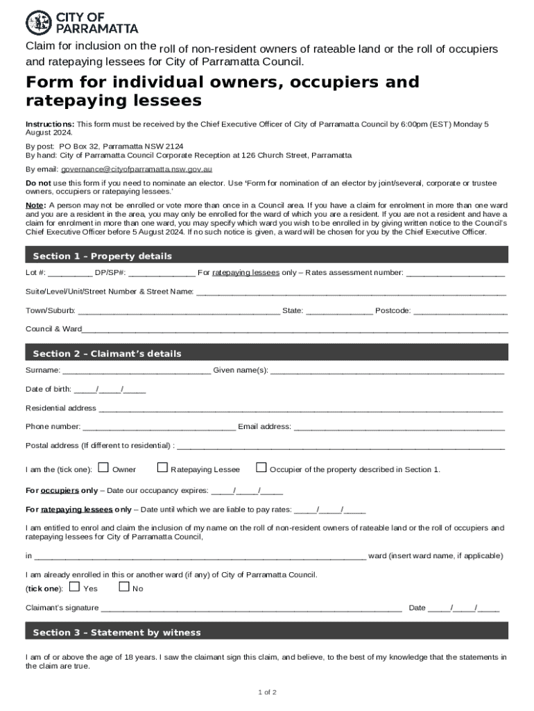 Online CLAIM FOR INCLUSION ON THE NON- ... Doc Template | pdfFiller