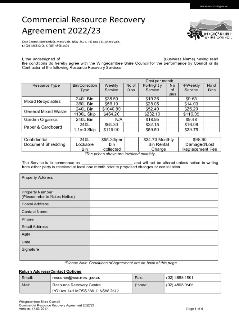 Fillable Online 2022-2023 Commercial Service Agreement Form Fax Email Print - pdfFiller
