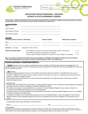 Fillable Online Pensioner Concession for Rates Application Form Fax ...