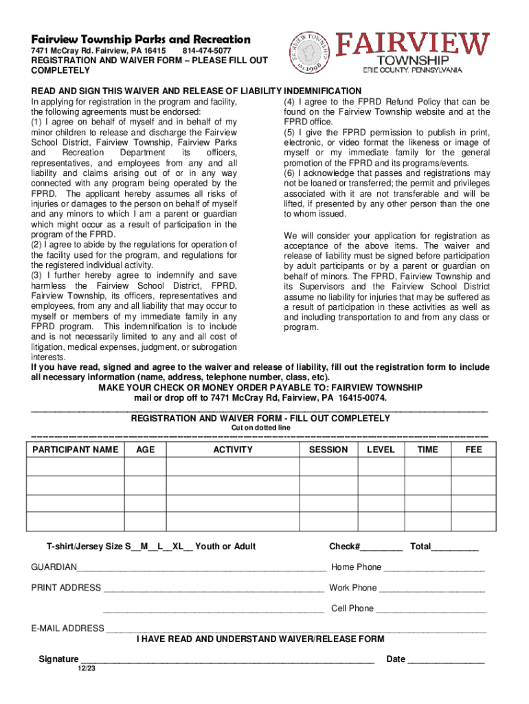 Fillable Online Pavilion Application FormRoof Park - Fairview Township Fax Email Print - pdfFiller