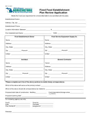 Fillable Online Fixed Food Service Plan Review Application & Transmittal - PDF form fillable ...