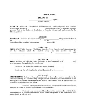 Fillable Online CHAPTER BYLAWS TEMPLATE.doc Fax Email Print - pdfFiller