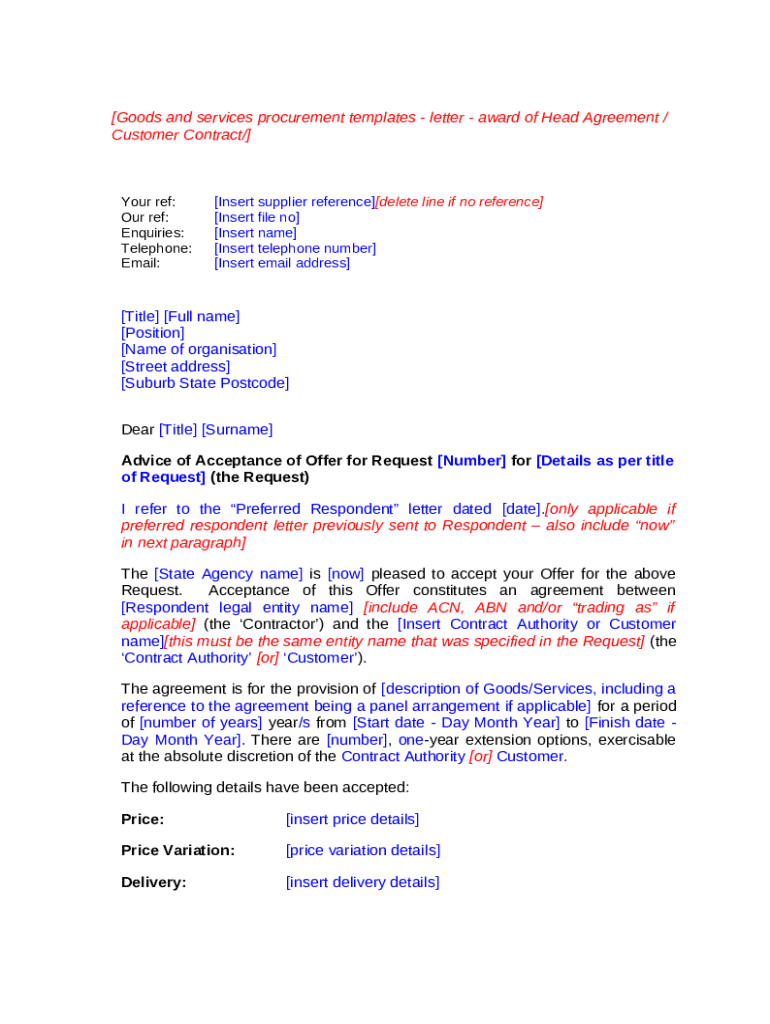 Request your own Supplier Contract History Letter Doc Template | pdfFiller