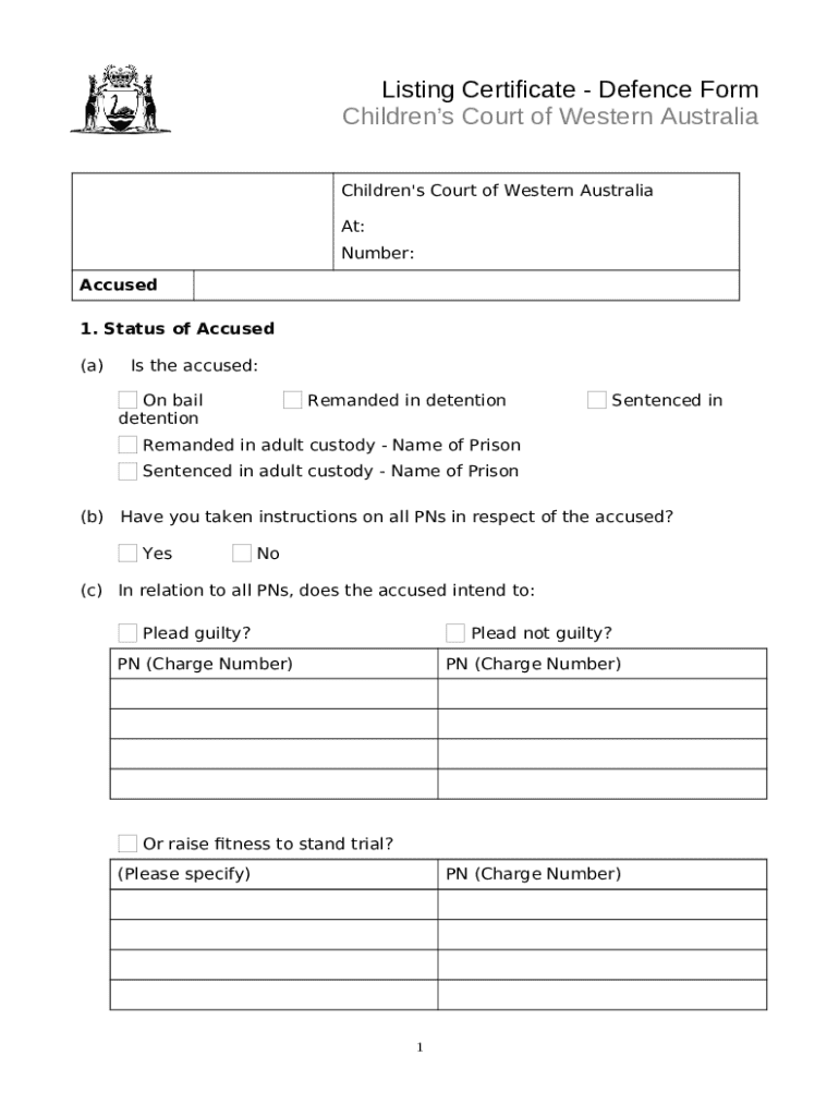 Listing Certificate - Defence ( ... Doc Template | pdfFiller