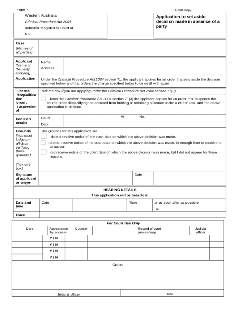 Fact Sheet 44 - Application to Set Aside a Court Doc Template | pdfFiller