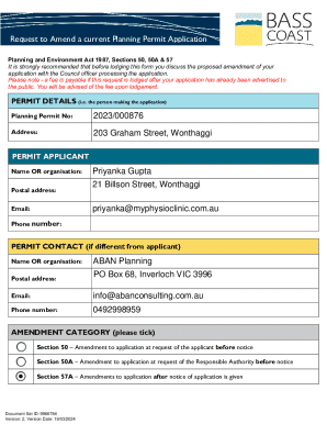 Fillable Online ECM9966784v2Planning Permit Application - Section 57A ...