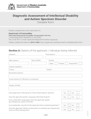 Fillable Online Diagnostic Assessment of Intellectual Disability and ...