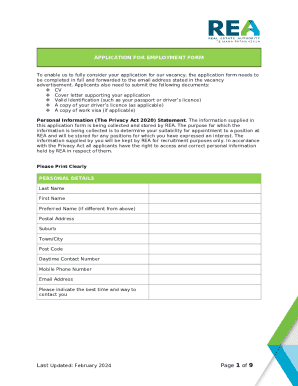 REA-Employment-Application-- ... Doc Template | pdfFiller
