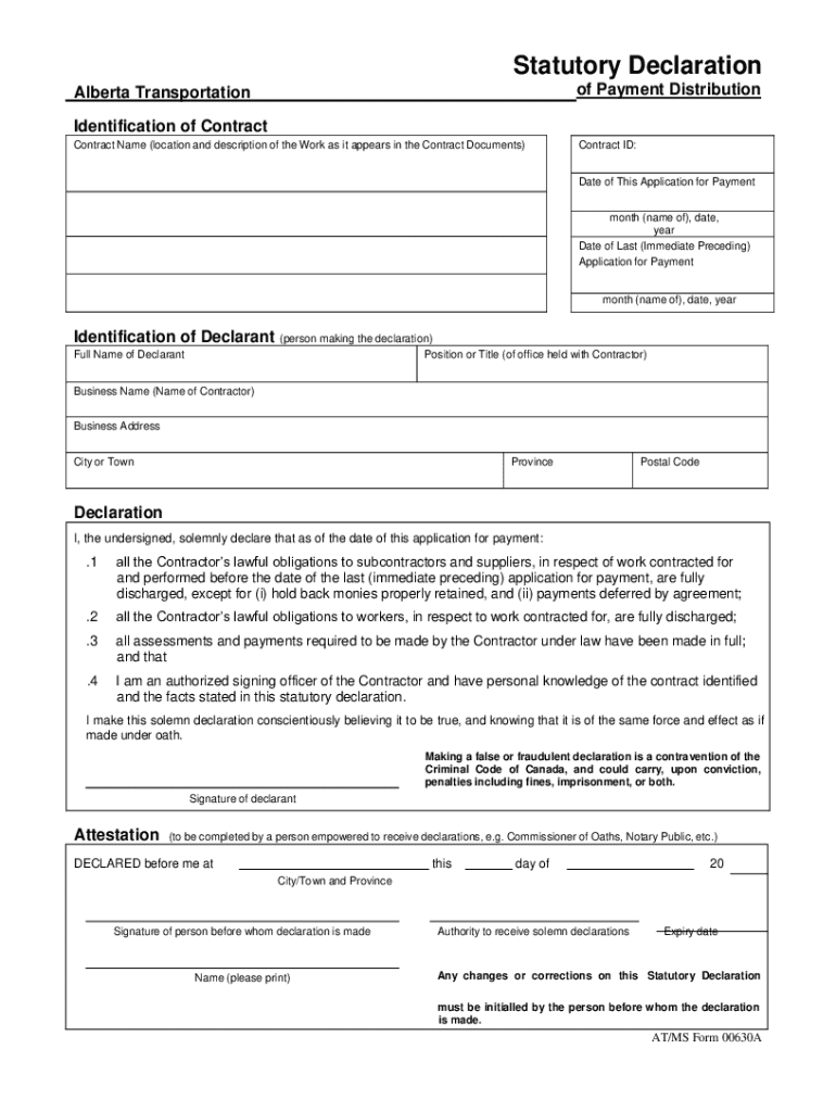 Fillable Online Statutory Declaration - Acquisitions Forms Fax Email Print - pdfFiller