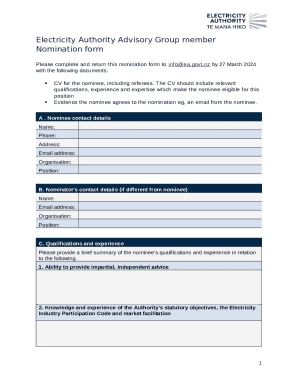 complete and return the nomination Doc Template | pdfFiller
