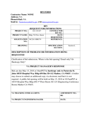 Fillable Online Attachment 6 REQUEST FOR INFORMATION (RFI) FORM ... Fax ...