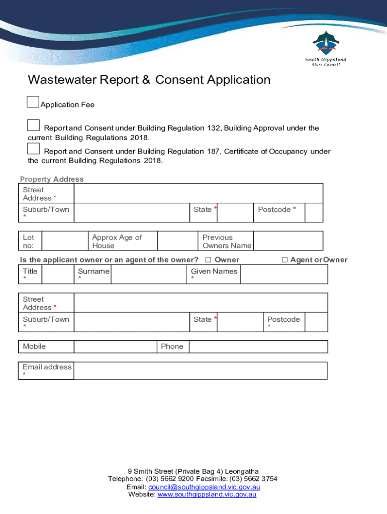 Fillable Online Wastewater Report & Consent Application Fax Email Print ...