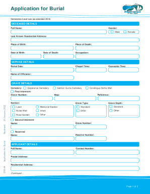 Fillable Online Burial Permits Fax Email Print - pdfFiller