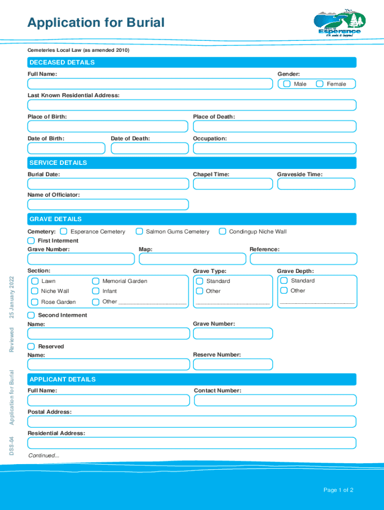 Fillable Online Burial Permits Fax Email Print - pdfFiller