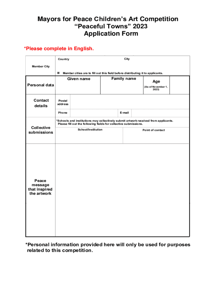 Fillable Online mayors-for-peace-art-competition-application-form-2023 ...
