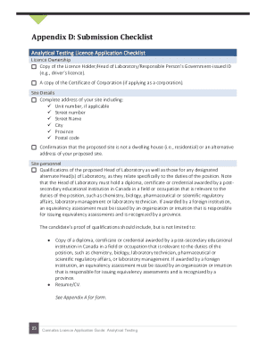 Fillable Online Appendix D: Submission Checklist Fax Email Print ...