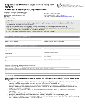 Fillable Online Supervised Practice Experience Program (SPEP) Form for ...