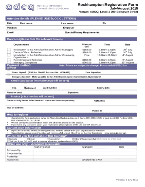 Rockhampton Training Registration ... Doc Template | pdfFiller