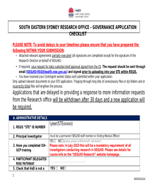 Research Governance Checklist Doc Template | pdfFiller
