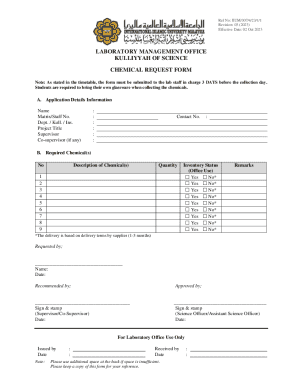 Fillable Online Chemical Request Form Fax Email Print - pdfFiller