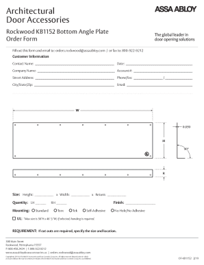 Fillable Online Rockwood Bottom Angled Kick Plate KB1152 Fax Email ...