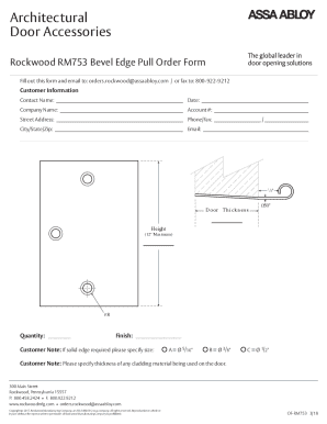 Fillable Online Rockwood RM753 Edge Pull for Bevel Edge Door No Return ...