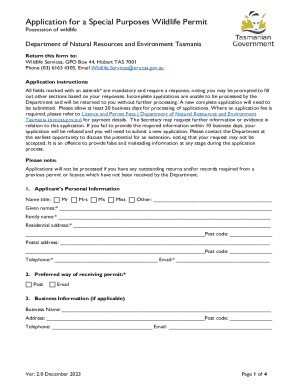 Fillable Online wildlife possession permit applicationclass ii animals ...