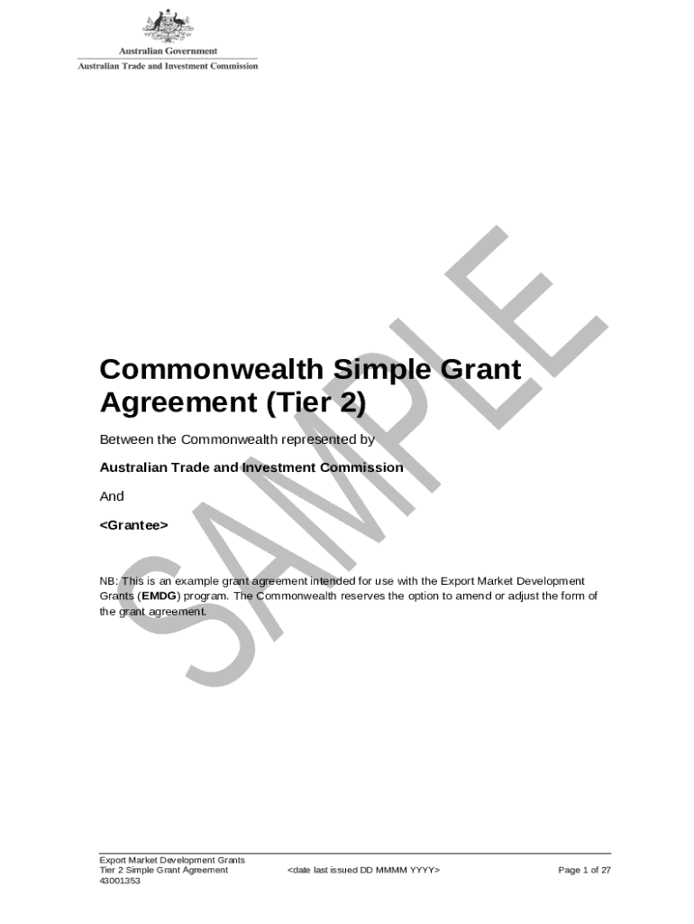 Rep Body Simple Grant Agreement Doc Template | pdfFiller