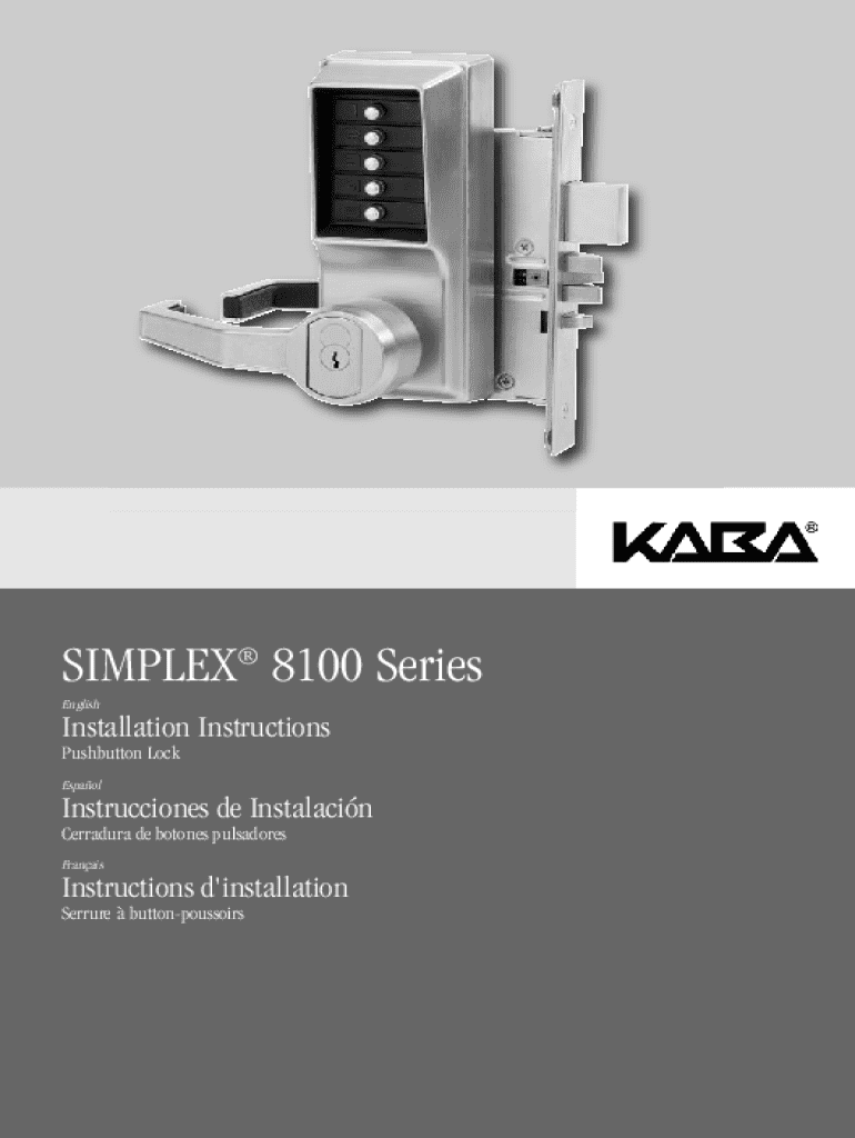 Completable En línea Kaba SIMPLEX 8100 Series Installation Instructions ...