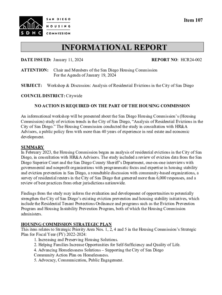 Fillable Online San Diego Housing Commission Study of Residential ... Fax Email Print - pdfFiller