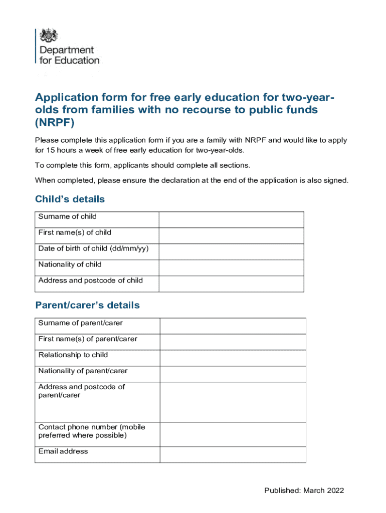 Fillable Online Application form for free school meals from families with no recourse to public ...