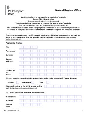 Fillable Online Application form to remove the wrong father's details ...