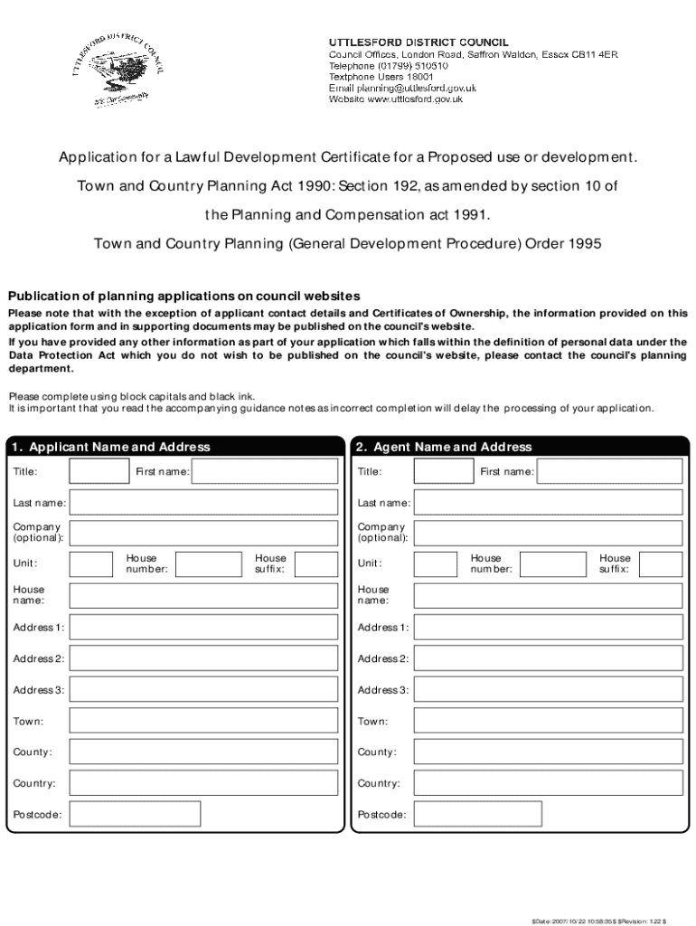 Fillable Online Lawful Development Certificate for Proposed Use or ...