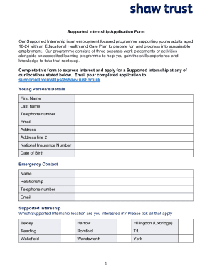 Fillable Online tfl gov Supported Internship Application Form Fax Email ...