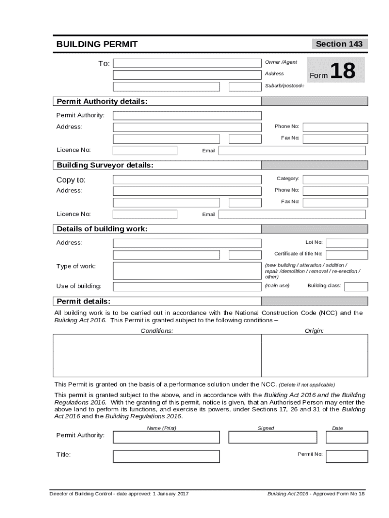 18 - Building Permit (Word, 24.4 KB) Doc Template | pdfFiller