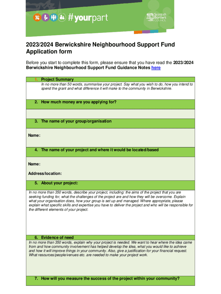 Fillable Online Berwickshire 2023-24 Neighbourhood Support Fund Application form Fax Email Print ...