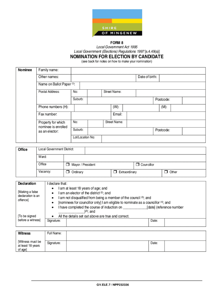 Fillable Online mingenew wa gov Information for Local Government ...