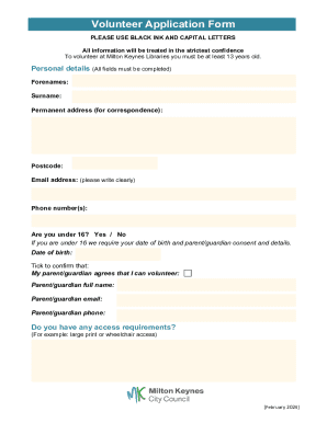Fillable Online Charity Volunteer Application Form Template Fax Email Print - pdfFiller