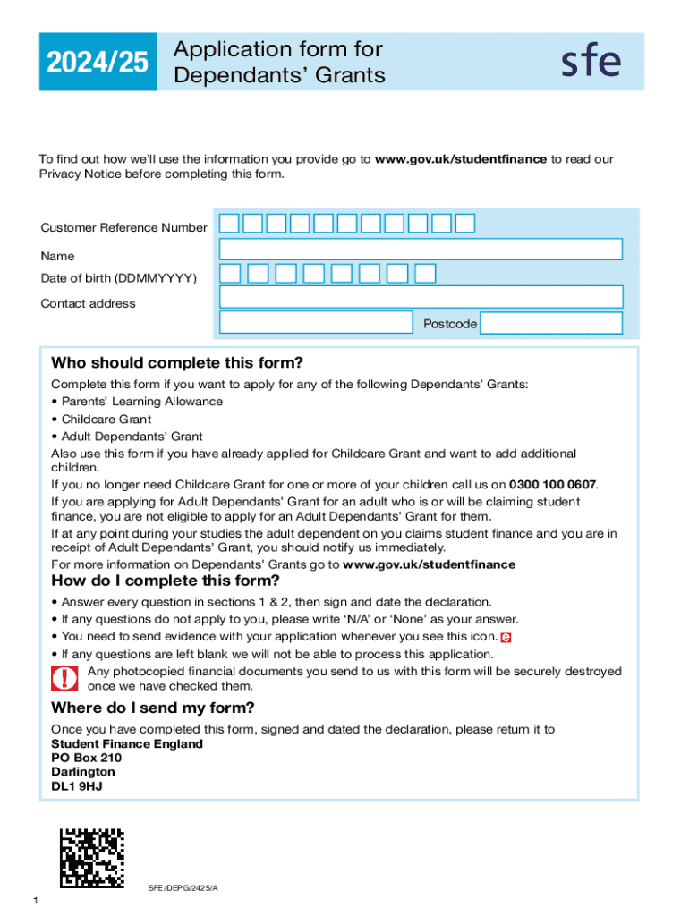 Fillable Online Application form for Dependants Grants Fax Email Print ...