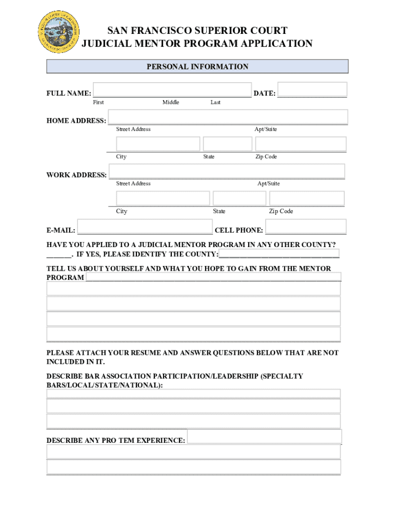 Fillable Online judicial-mentor-program-application-form.pdf Fax Email ...