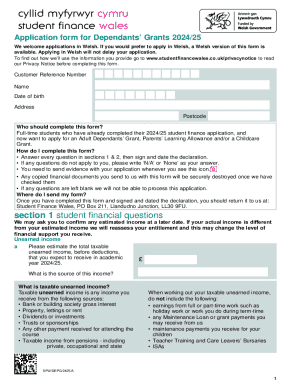 Fillable Online Application form for Dependants' Grants 2024/25 Fax ...